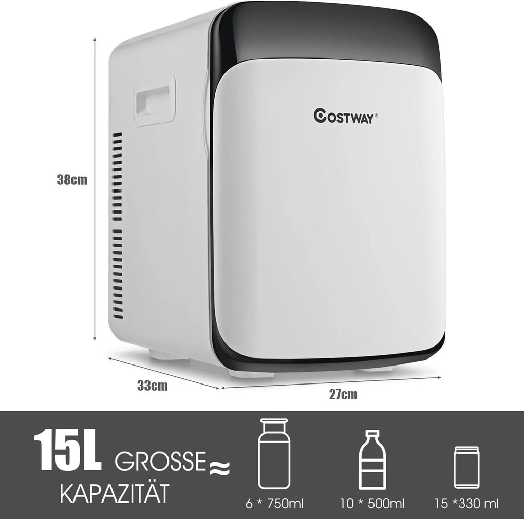 Costway 15 L mini lednice 2 v 1 Funkce chlazení a ohřevu přenosná mraznička