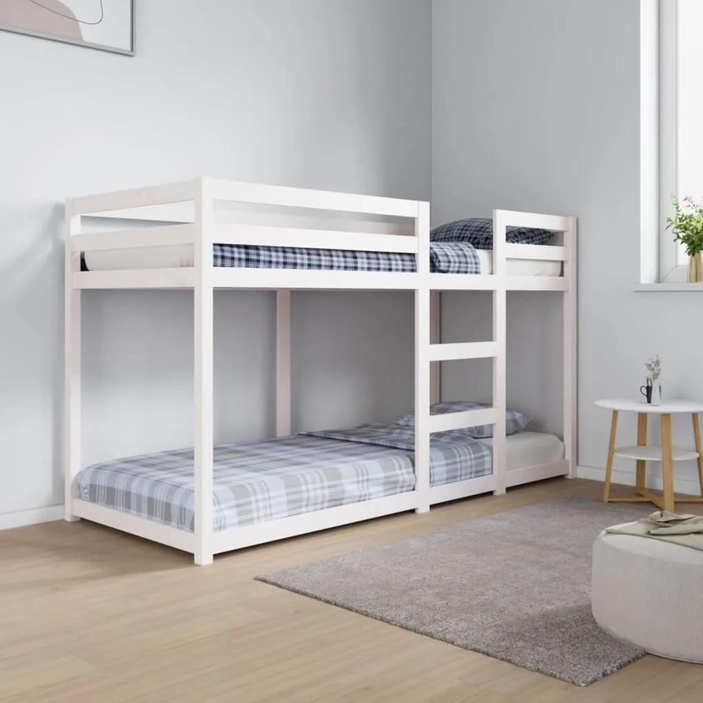 Patrová postel bílá 75 x 190 cm masivní borové dřevo,  821660
