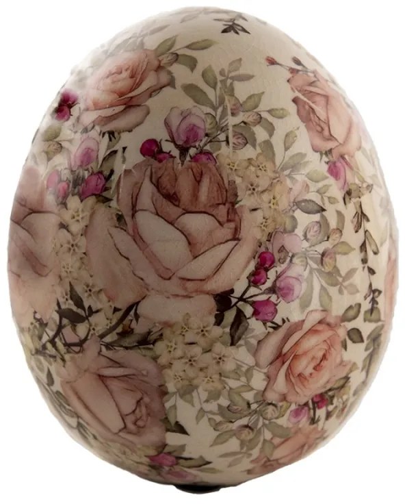 Keramické dekorační vajíčko s růžičkami Roses I – 11x14 cm
