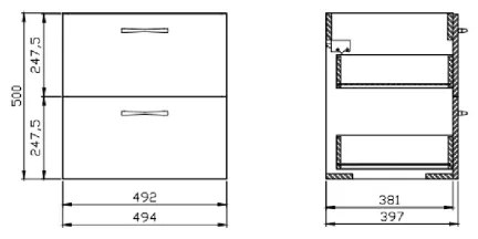 Cersanit S801-456 - Závěsná koupelnová skříňka s umyvadlem NIKO 50x40 cm bílá