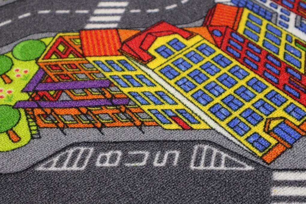 Associated Weavers koberce DOPRODEJ: 95x133 cm Dětský kusový koberec silnice Big City - 95x133 cm