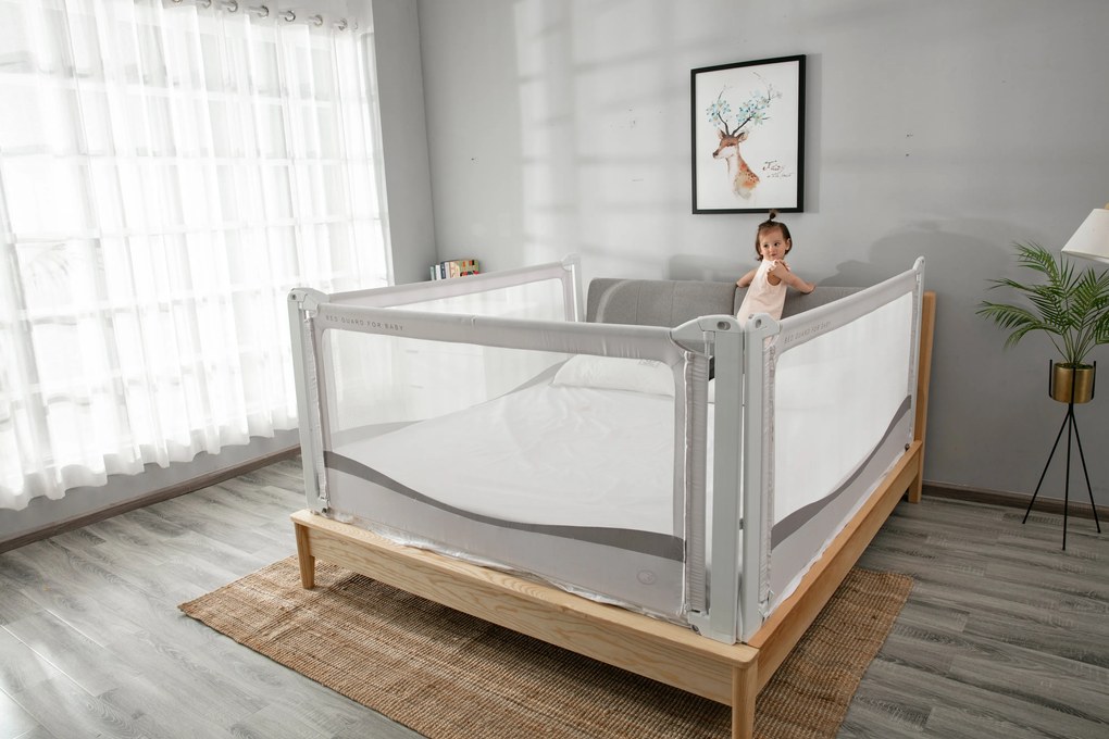Zábrana na postel Monkey Mum® Premium - 160 cm - světle šedá