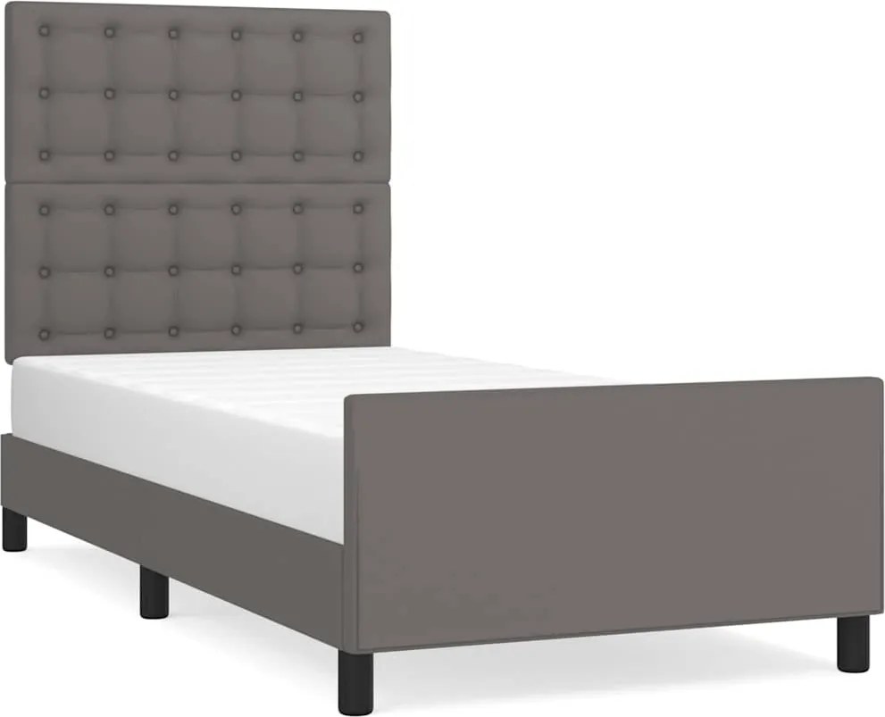 Rám postele s čelem šedý 90x200 cm umělá kůže 3125553