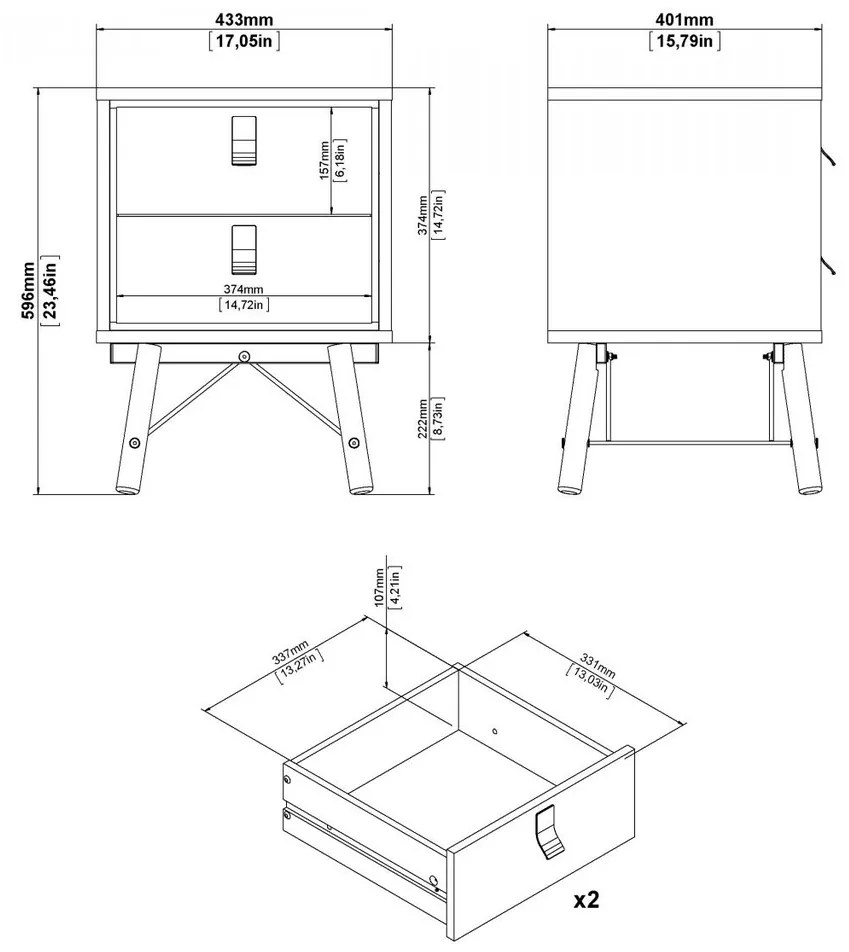Noční stolek Rain, bílý mat