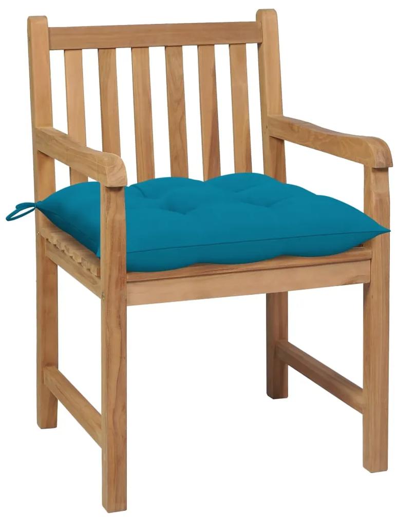 Zahradní židle 2 ks světle modré podušky masivní teak,  3062749