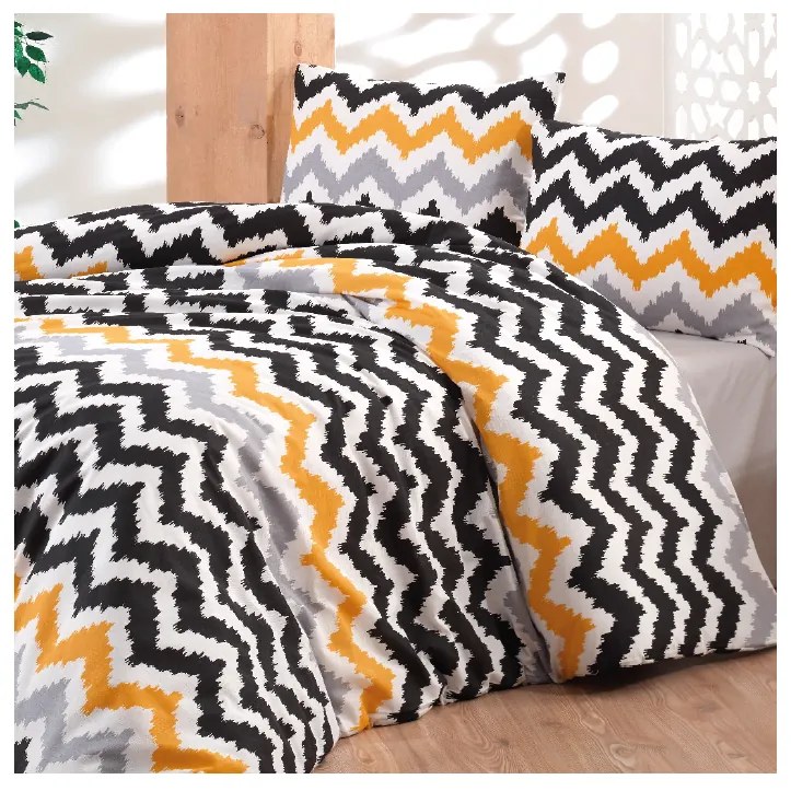 Povlečení bavlněné Myra oranžové, Prodloužený set jednolůžko obsahuje 1x 140x220 + 1x 70x90