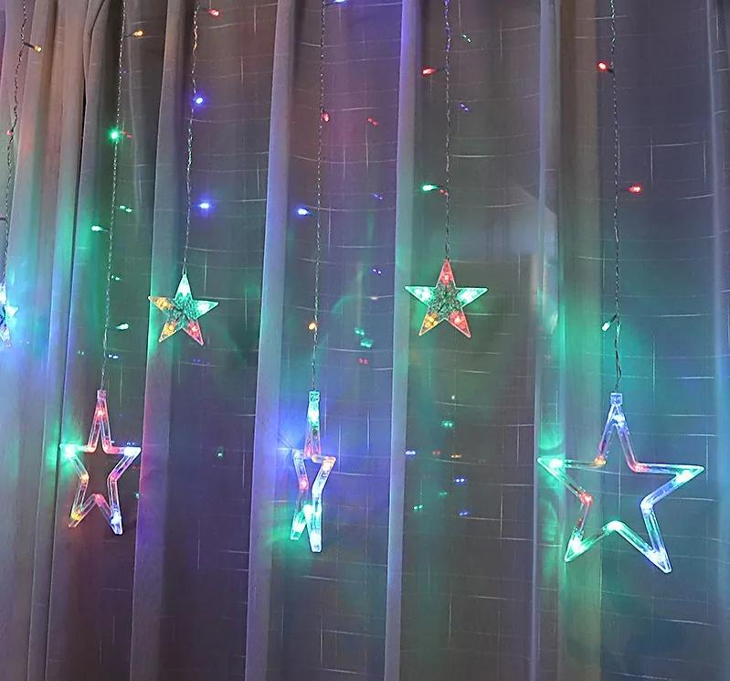 Vnitřní LED vánoční závěs - Hvězdy , 3m, 138 LED, různé barvy na výběr Barva: Modrá