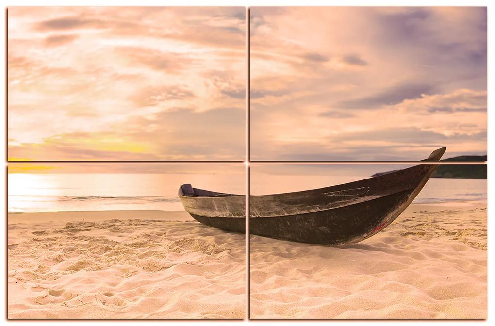 Obraz na plátně - Člun na pláži 151FE (120x80 cm)