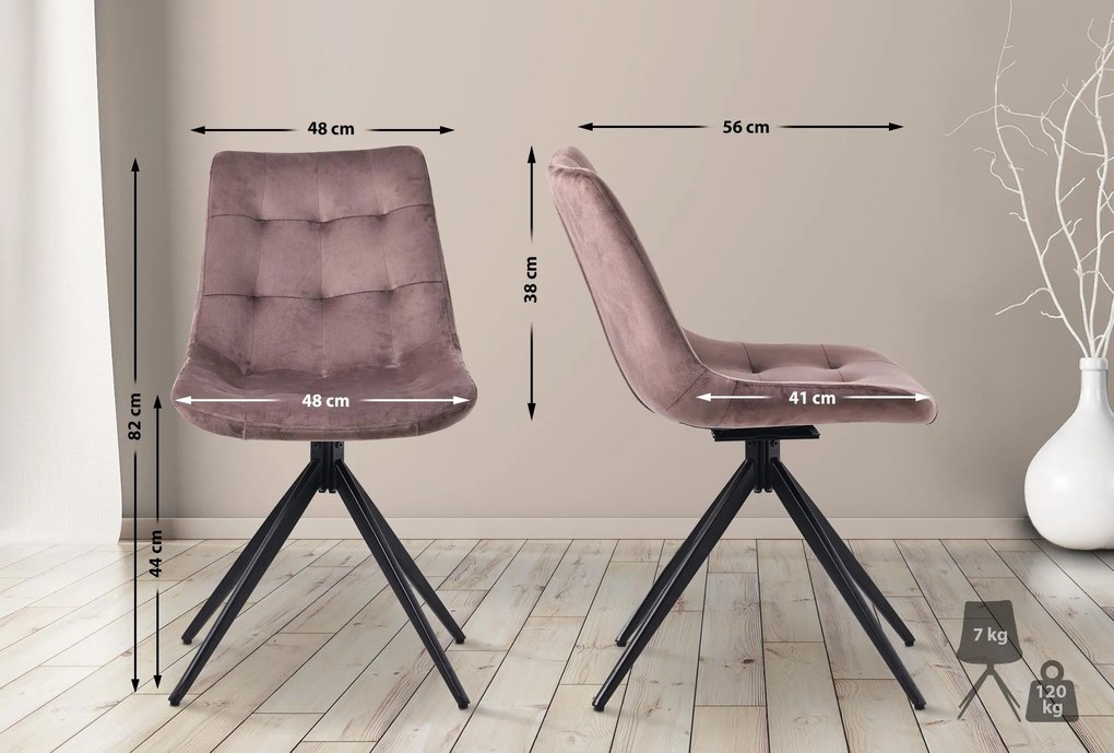 Sada 2 jídelních židlí Merna samet – hnědá