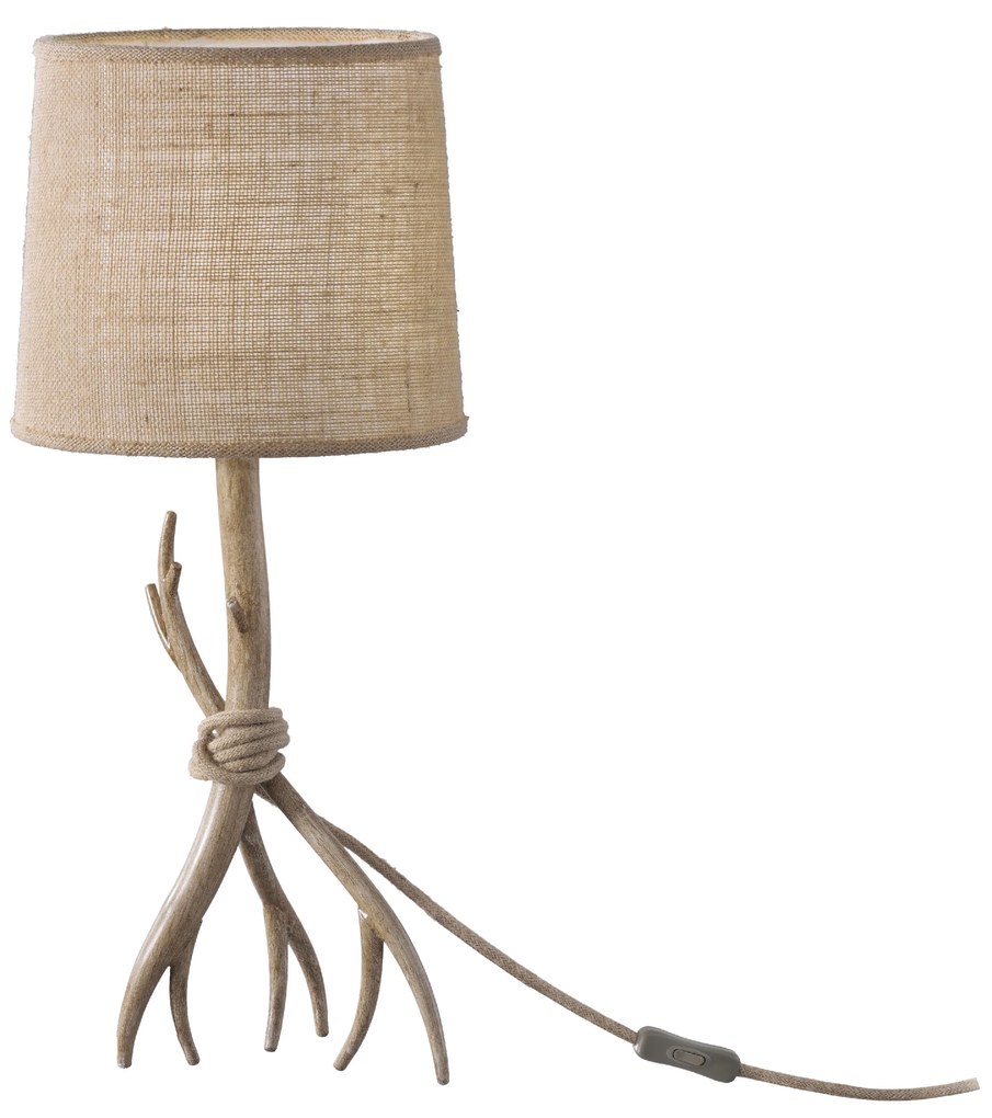 Mantra 6181 Sabina, stolní lampa v kombinaci dřeva a pytloviny s vypínačem, 1x40W E27, výška 57cm