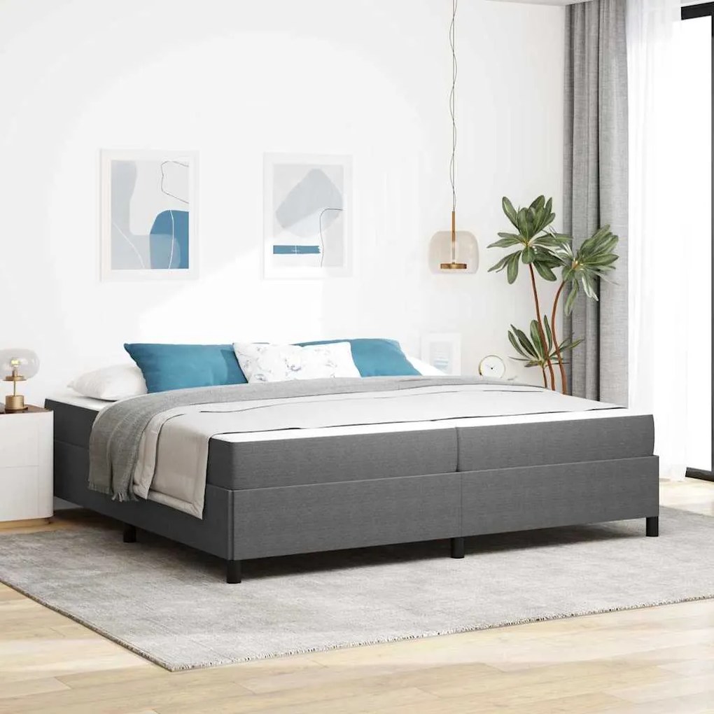 Rám postele s matrací Světle šedá 200 x 200 cm textil 3399140