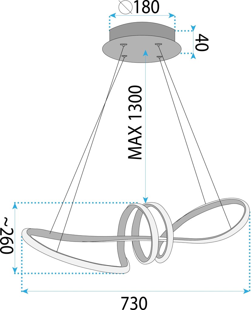 Toolight Toolight, LED závěsné osvětlení 120cm, 48W, 3000K, LHJ036-CP, zlatá, OSW-50016