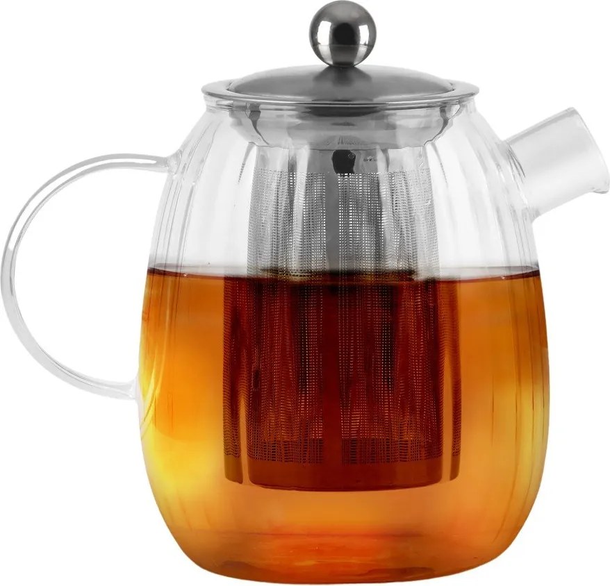 Skleněná konvice na čaj se sítkem v matně stříbrné barvě 1 l Tulip – Vialli Design
