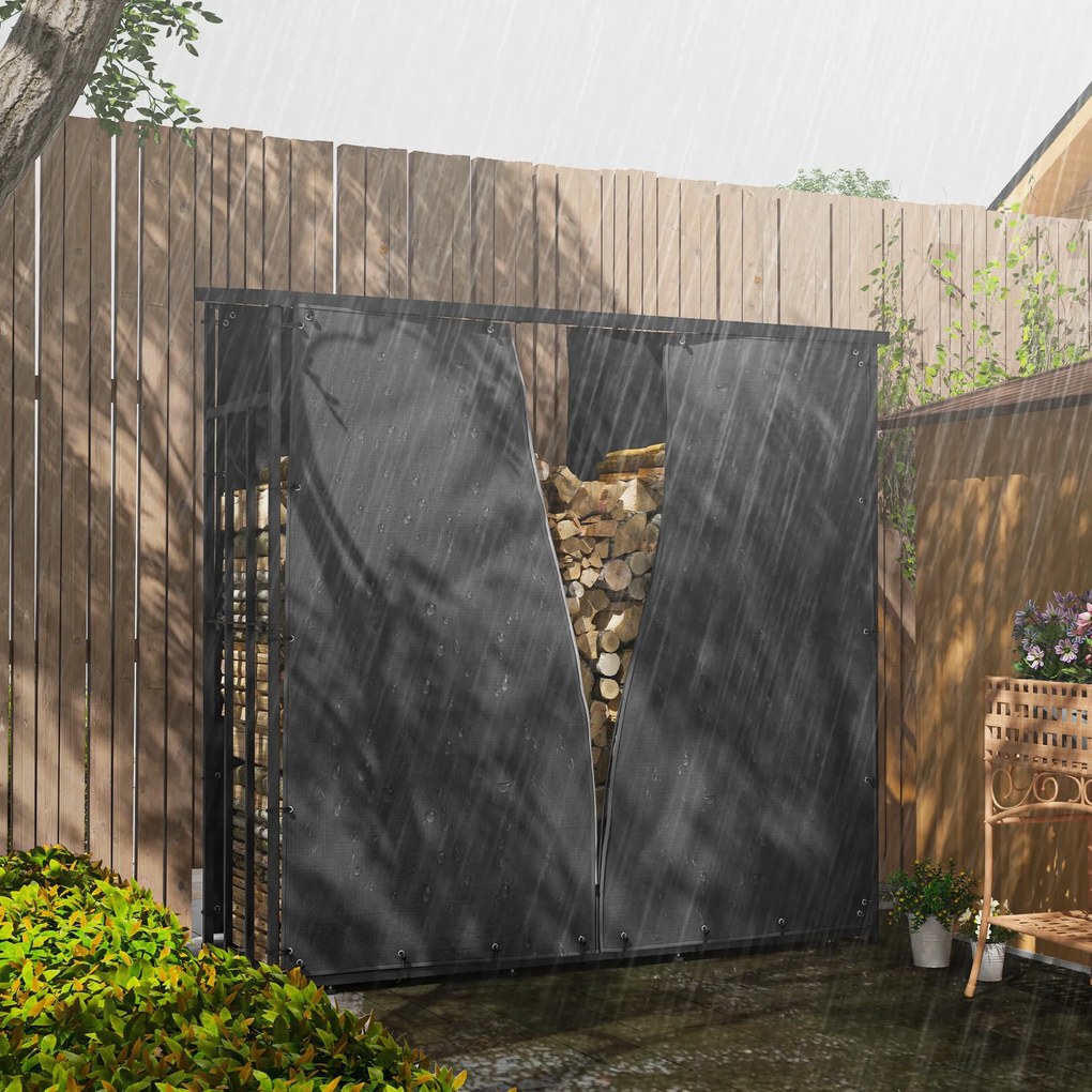 Outsunny sada 2 obalů na stojan na palivové dřevo, 174 cm, voděodolný 600D Oxford, UV ochrana, obal na stojan na palivové dřevo, pro stojan na palivo…