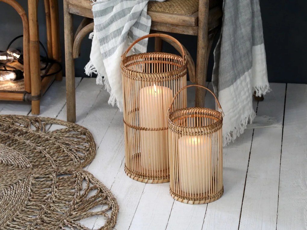 Přírodní dřevěná lucerna Bamboo - Ø16*25cm