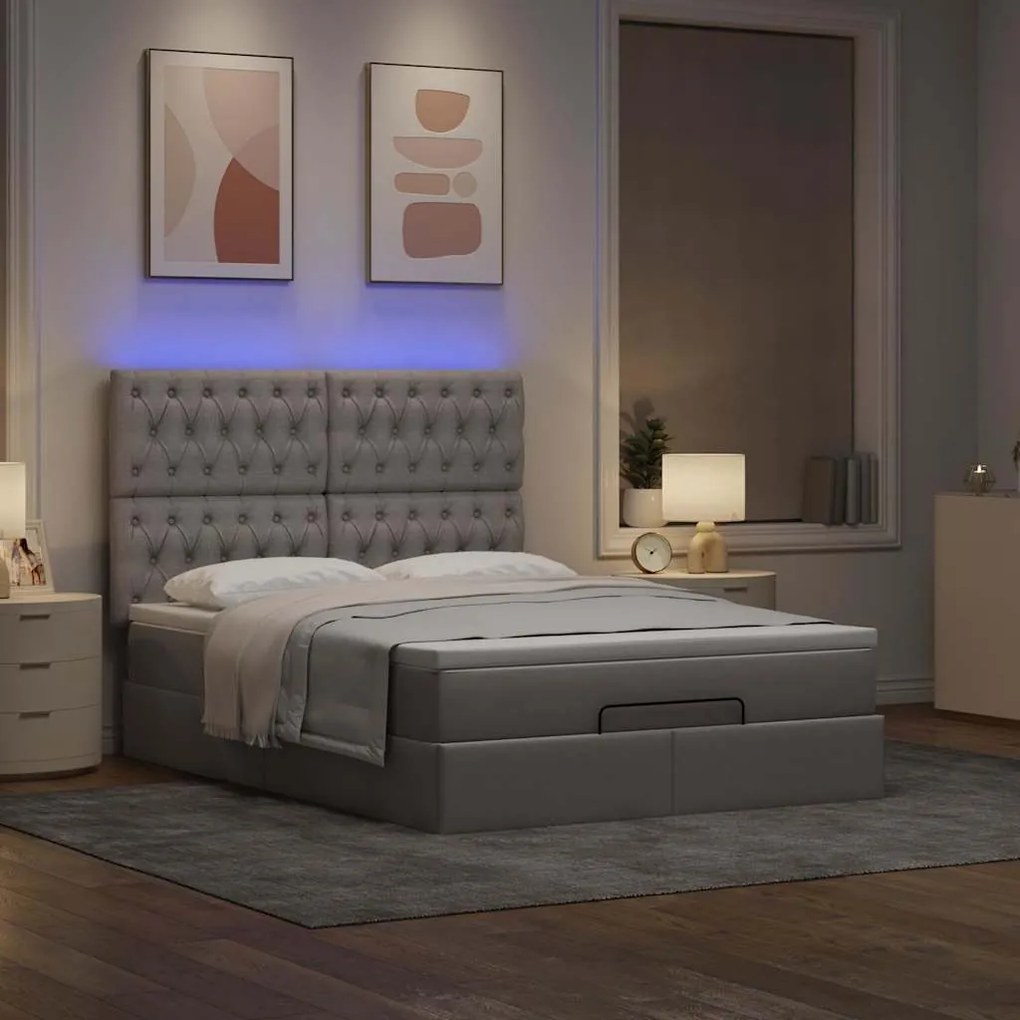 Osmanský rám postele s matrací taupe 140x200cm textil 3314097