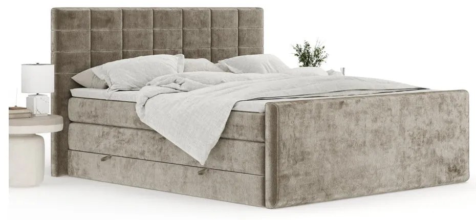 Světle hnědá boxspring postel s úložným prostorem 140x200 cm Ava – Maison de Rêve