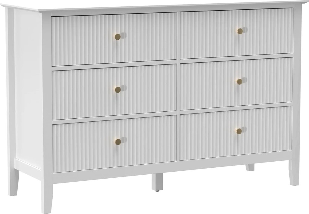 HOMCOM komoda se 6 zásuvkami, moderní úložný kabinet do obýváku, ložnice nebo předsíně, 100 × 40 × 78 cm, bílá | Aosom