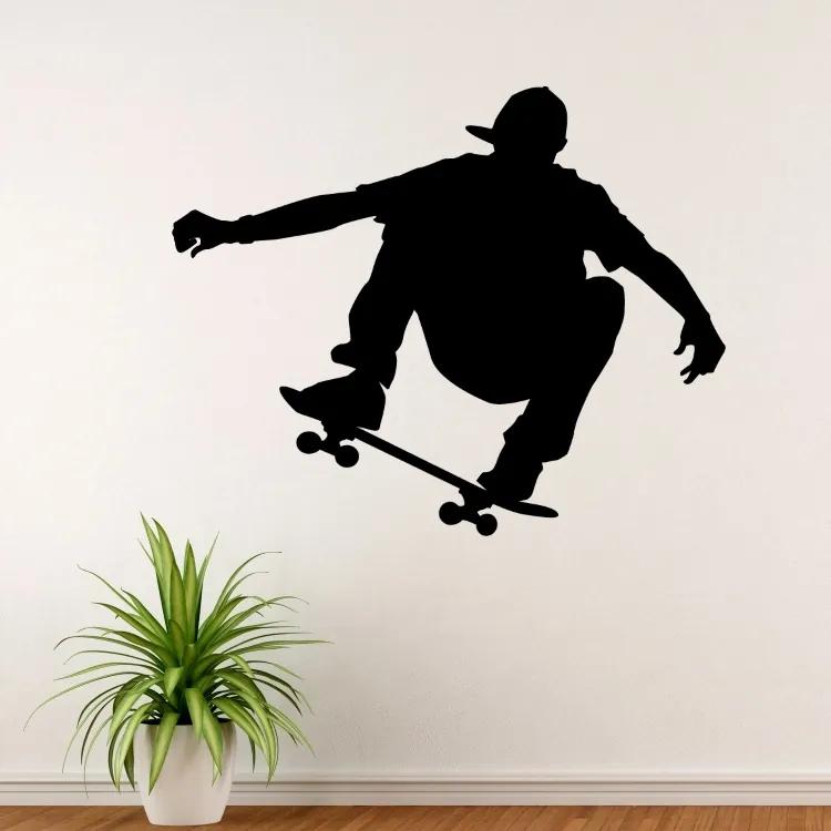 Skateboardista silueta - vinylová samolepka na zeď 121x100cm