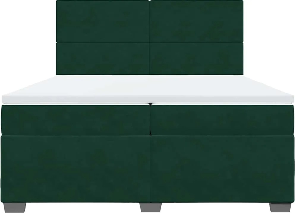 Box spring postel s matrací tmavě zelená 200x200 cm samet 3293299
