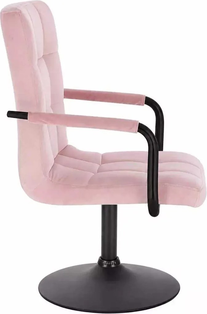 LuxuryForm DESIGN Otočná židle VERONA BLACK VELUR na černém talíři - růžová
