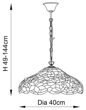 Endon 64325 - Lustr na řetězu Tiffany SULLIVAN 1xE27/60W/230V pr. 40 cm