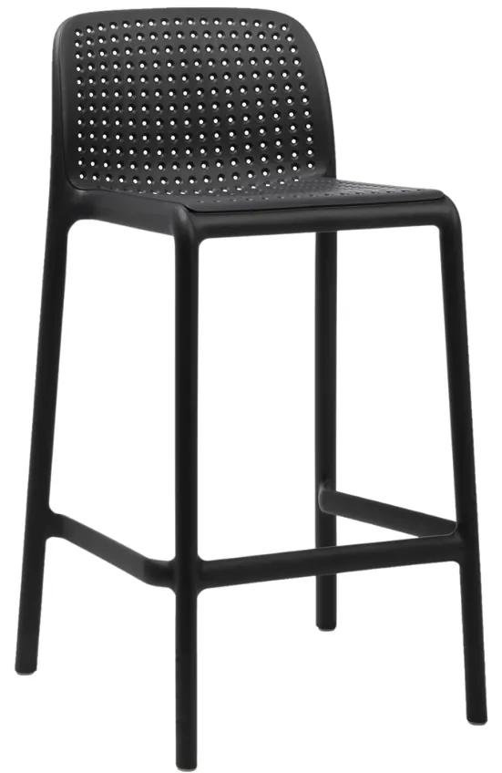 Nardi Antracitově šedá plastová barová židle Lido Mini 65 cm