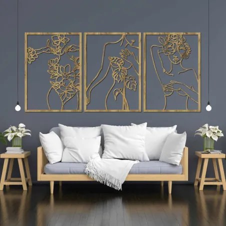 Třídílná nástěnná dekorace ženy – Moderní art umění | SENTOP HDF0480