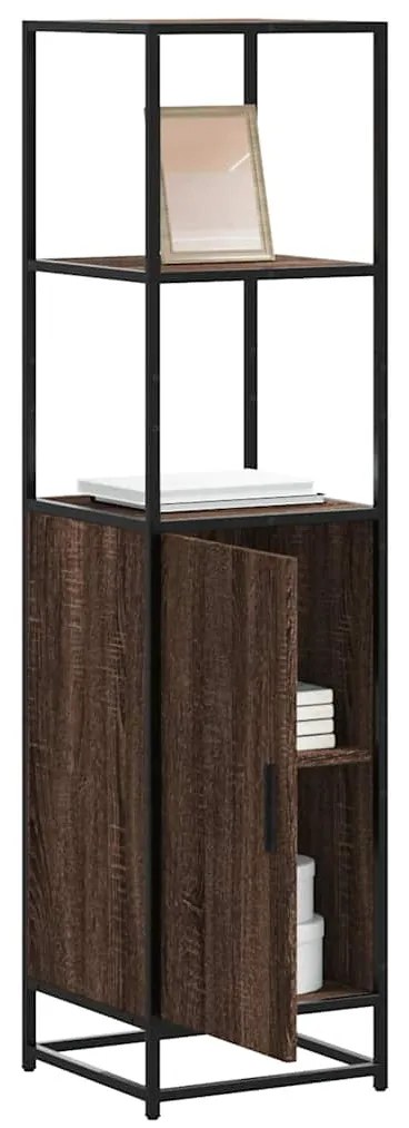 Skříň highboard hnědý dub 35,5x35x139 cm kompozit a kov