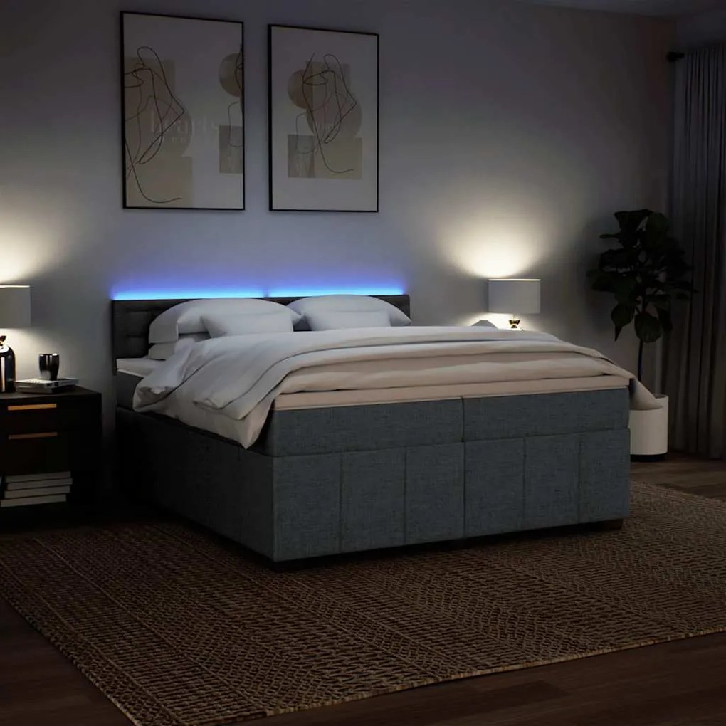 Box spring postel s matrací tmavě šedá 200x200 cm textil 3289490