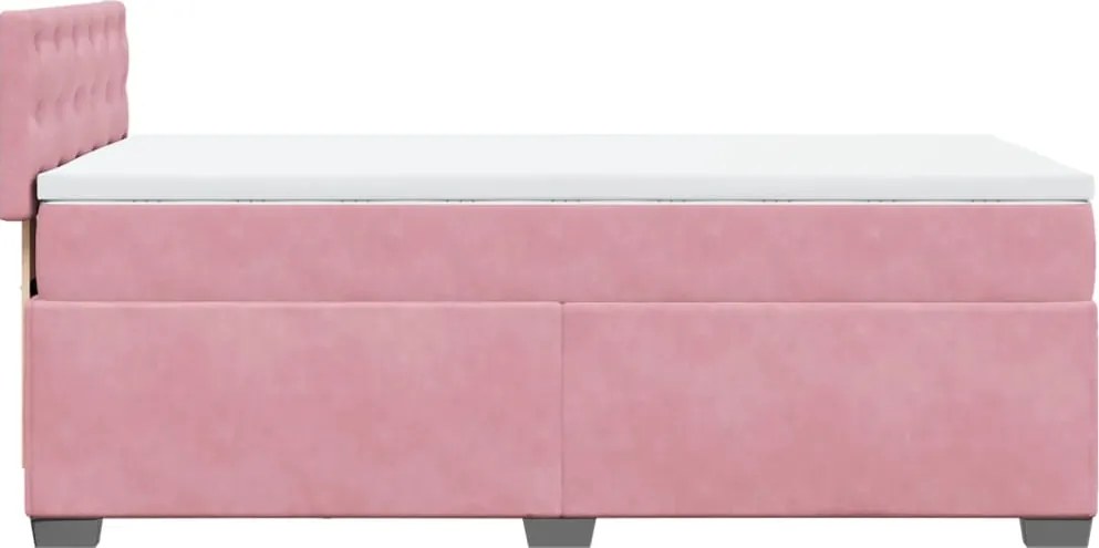 Box spring postel s matrací růžová 90x200 cm samet 3288515