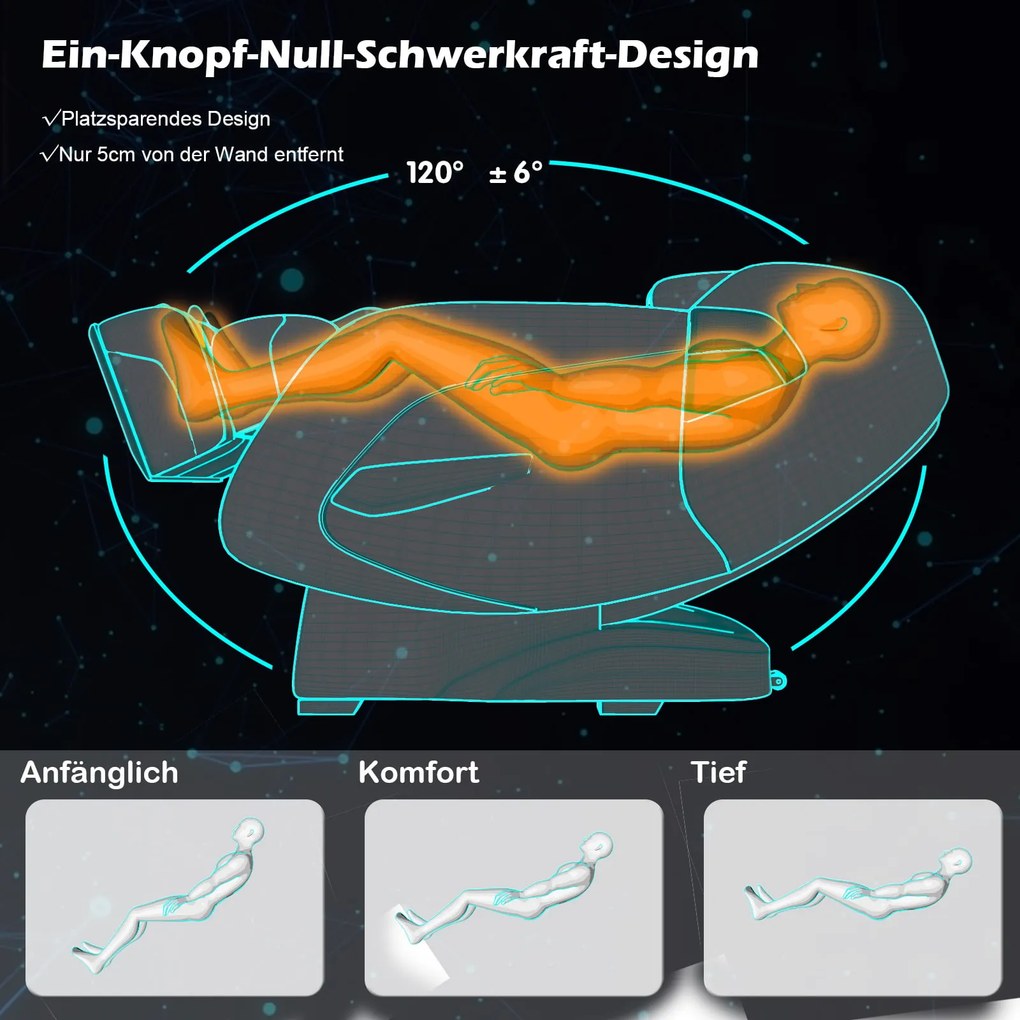 Costway Elektrické masážní křeslo nastavitelné shiatsu křeslo černé