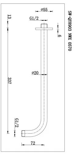 Laveo Rondo, nástěnné rameno, chromová, LAV-NWX_057O