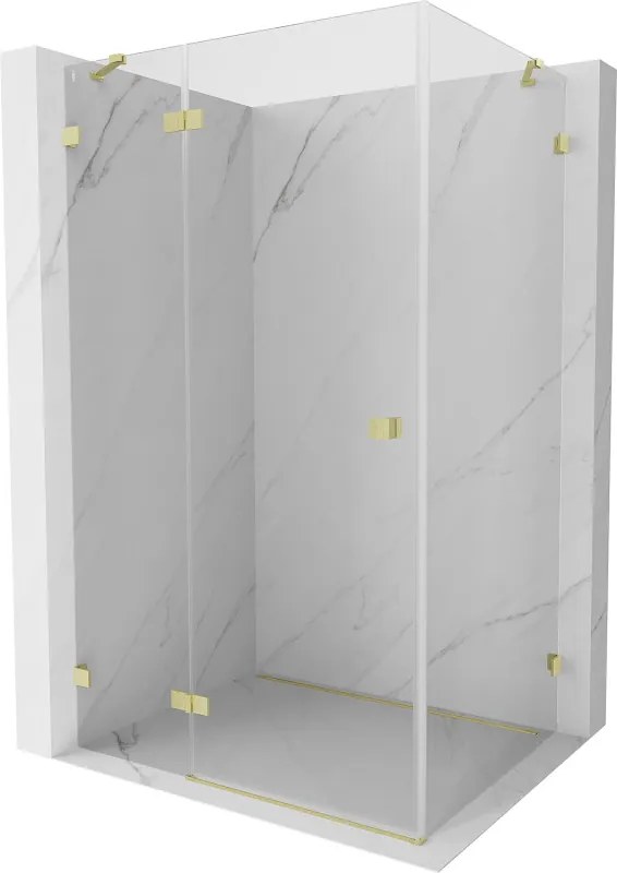 Mexen Lunar, výklopný sprchový kout levý 100 x 70 cm, 8mm čiré sklo, zlatý kartáčovaný - 834-100-070-55-00-L