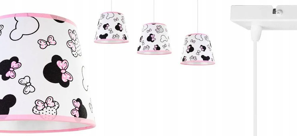 Dětské závěsné svítidlo Minnie, 3x textilní stínítko se vzorem, s