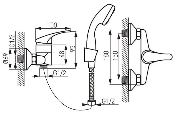 FERRO Basic, sprchová baterie, chrom, BBC77