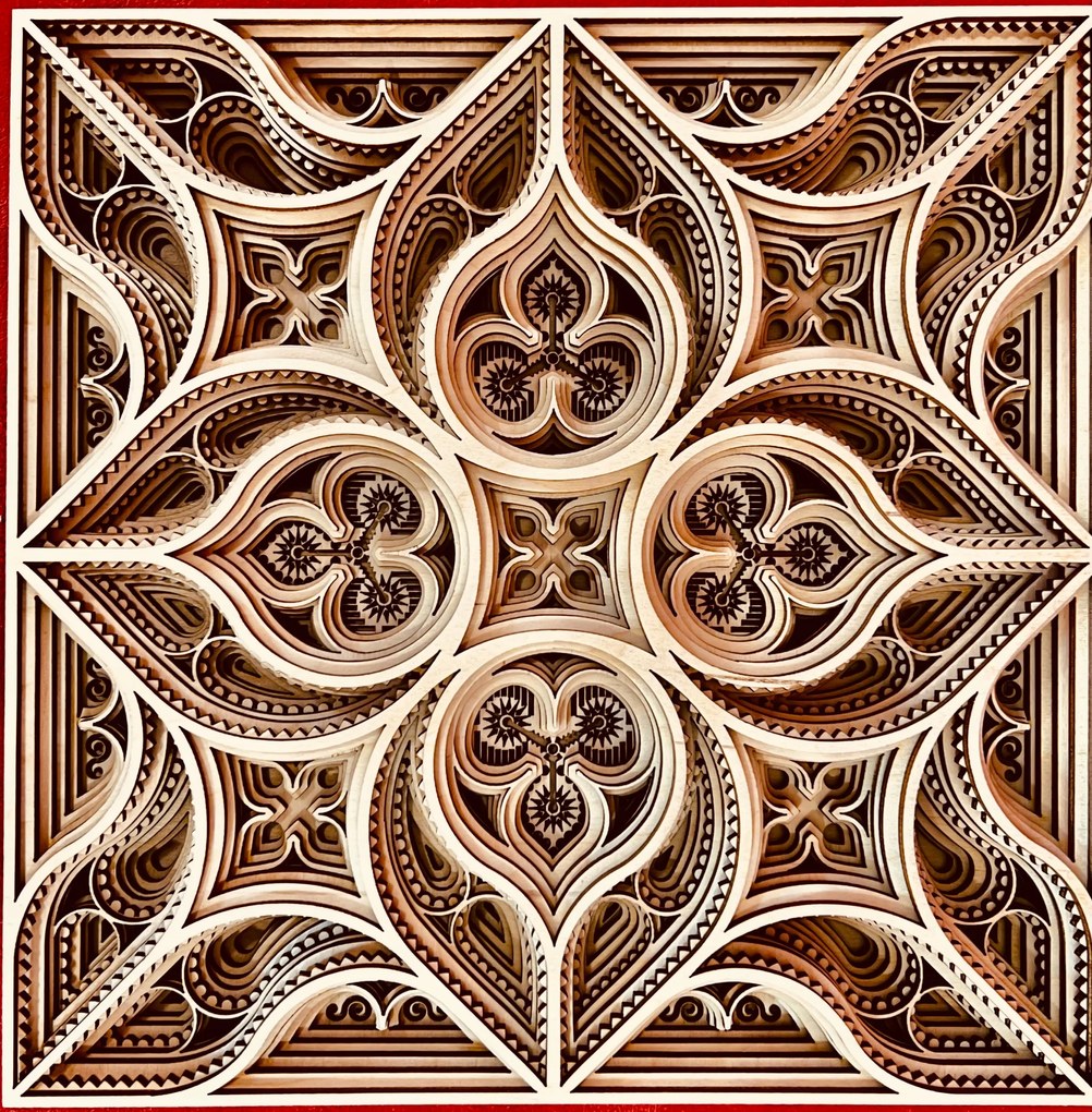 Mandala 3D dřevo 10 vrstev, dekorace na zeď