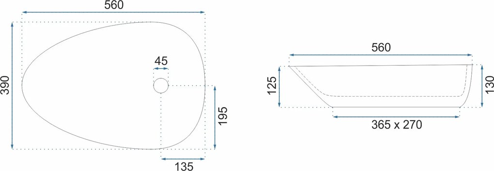 Rea Greta55 umyvadlo, 56 x 39 cm, bílá, REA-U8536