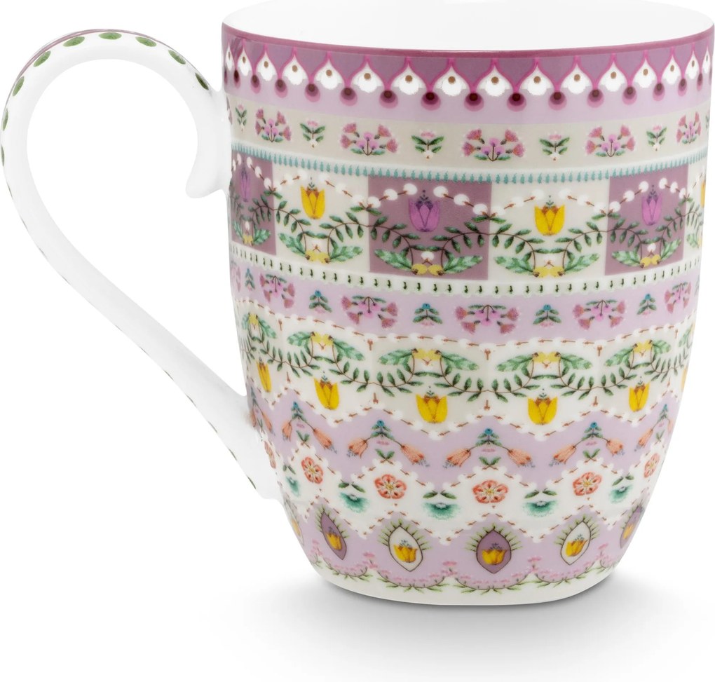 Pip Studio Lily & Lotus sada 2 hrnků 440ml, lila (sada 2 hrnků v dárkovém balení)
