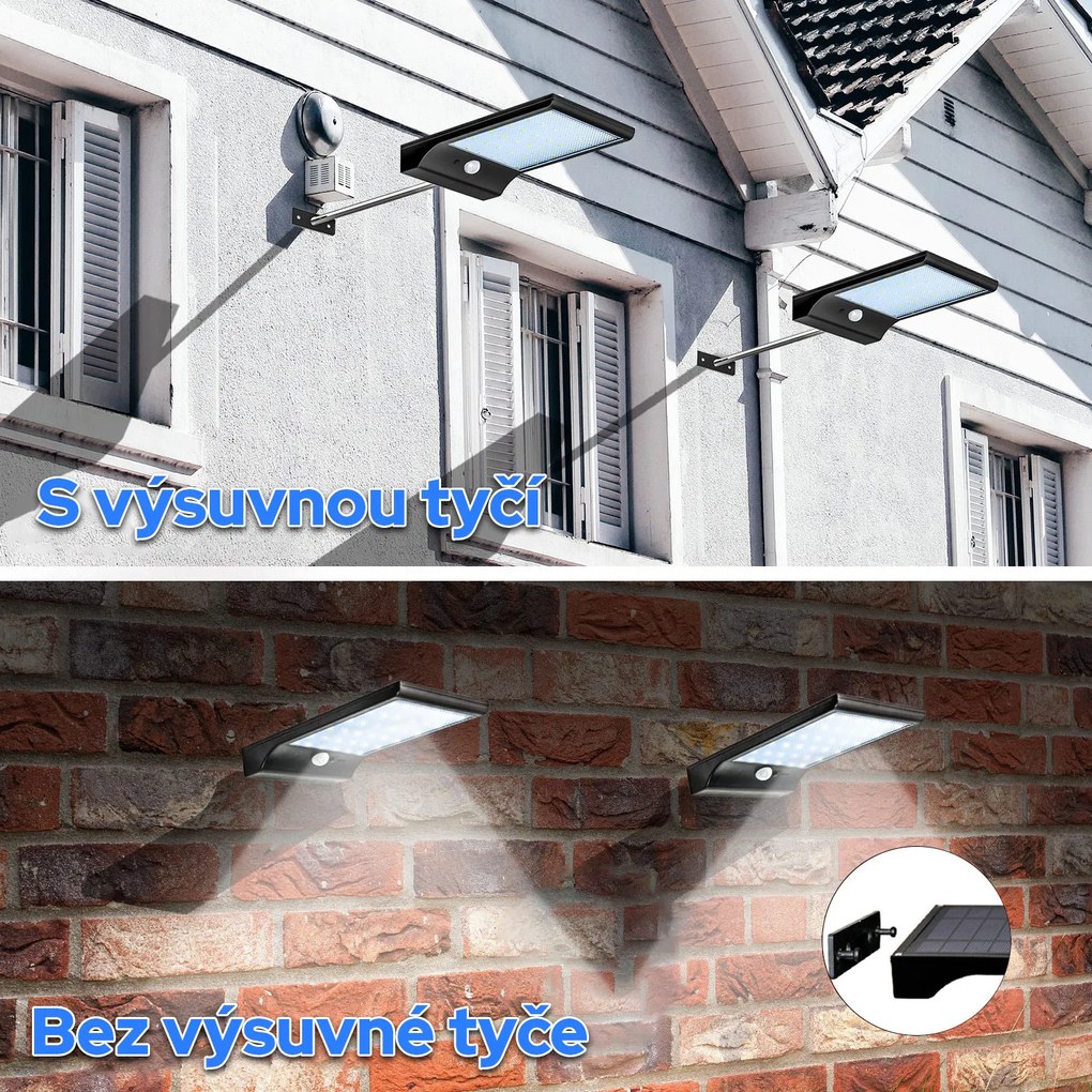 Bezdoteku LEDSolar 36 nástěnná lampa s vysunutím černá, se sensorem, bezdrátové, 2,5 W, studená barva