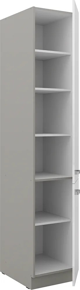 BIANCA sb | vysoká skříňka 40 DK-210 2F potravinová s policemi | 40 cm | světle šedá/bílá lesk
