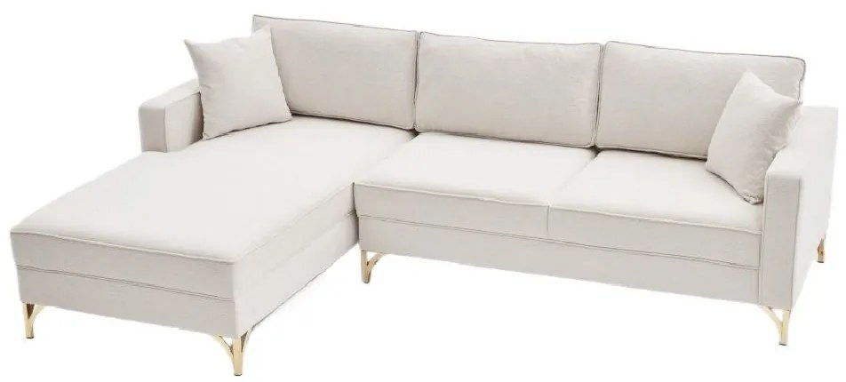 Hanah Home Rohová pohovka BERLIN krémová se zlatou levá 258 cm