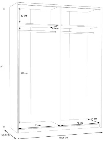 Šatní skříň se zrcadlem KARO 150x210 cm bílá