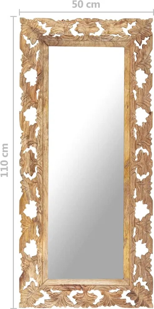 Ručně vyřezávané zrcadlo hnědé 110 x 50 cm masivní mangovník 321640