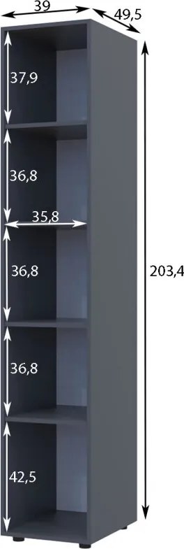 Skříň jednodveřová se zrcadlem Gelar 39 cm Grafit