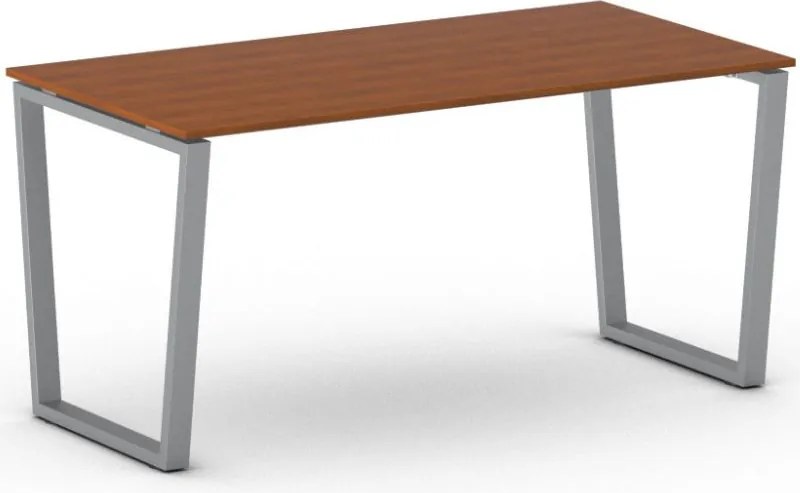 Kancelářský stůl PRIMO IMPRESS, 160x80 cm, šedostříbrná podnož, třešeň