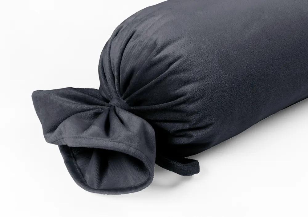 Biante Sametový polštář válec bonbon Velvet Premium SVP-004 Antracitově šedý 15x60 cm