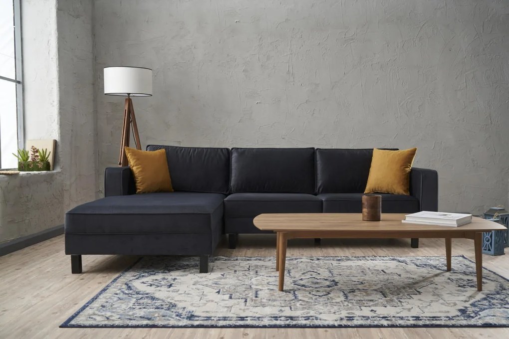 Hanah Home Sametová pohovka KALE antracit levá 825BLC2721