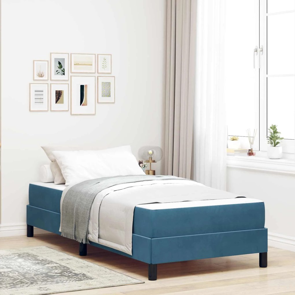 Postel s boxspringem s matrací Tmavě modrá 90 x 200 cm textil 3398669