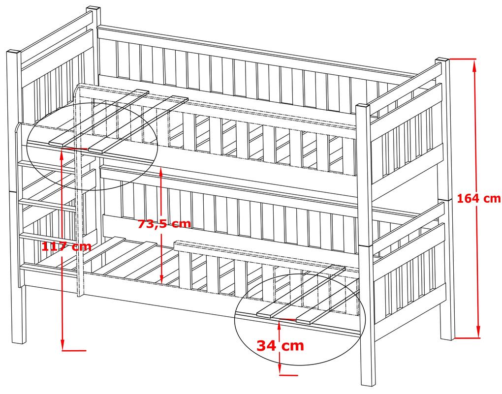 Dětská postel 80 cm Tommy (s roštem a úl. prostorem) (borovice). 1013420
